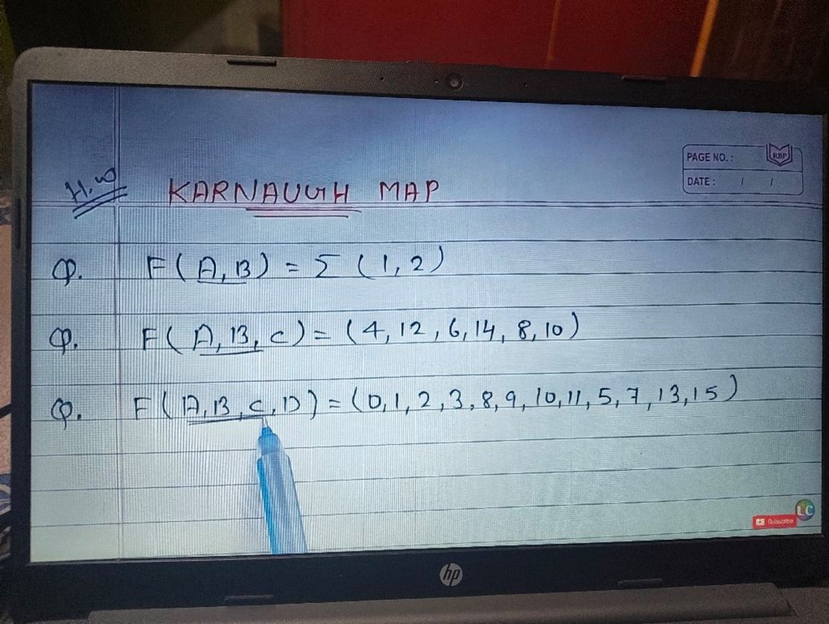 Karnaugh Map Problems Solve the following functions using Karnaugh Maps:..