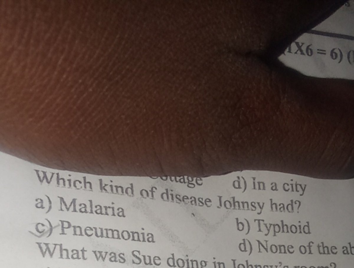 Which kind of disease Johnsy had? a) Malaria c) Pneumonia b) Typhoid d) N..