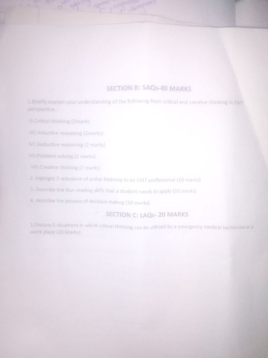 SECTION B: SAQs-40 MARKS Briefly explain your understanding of the follo..