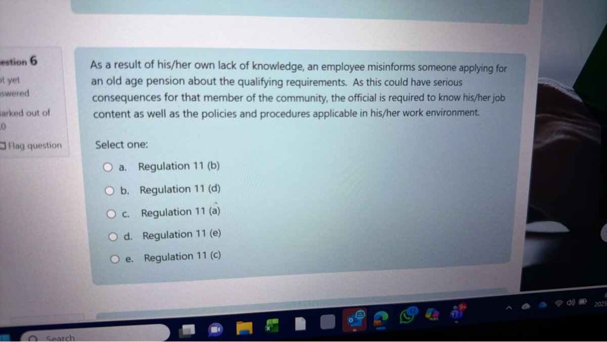 As a result of his/her own lack of knowledge, an employee misinforms some..