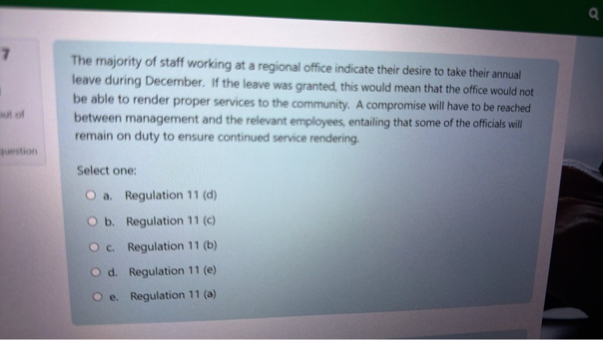 The majority of staff working at a regional office indicate their desire