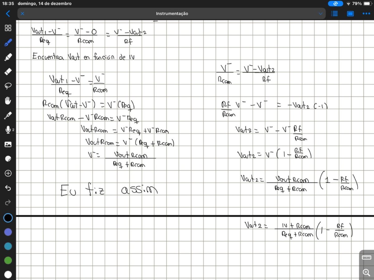 Encuentra Vout en función de IV. Given the equations: \frac{V_{out1}