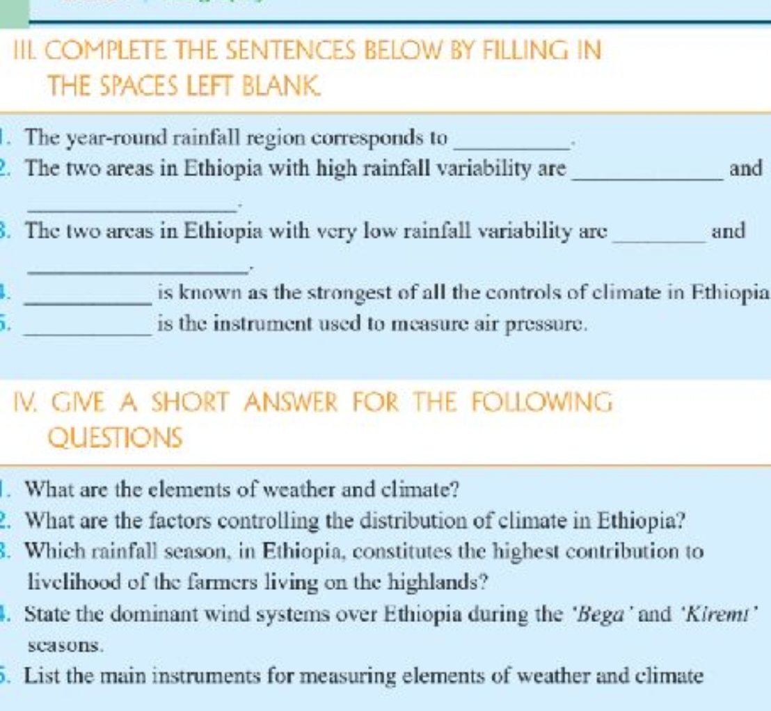 III. COMPLETE THE SENTENCES BELOW BY FILLING IN THE SPACES LEFT BLANK Th..