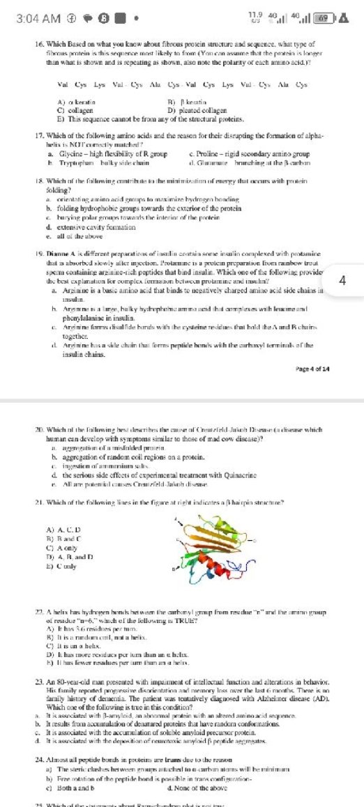 Based on what you know about fibrous protein structure and sequence, what..