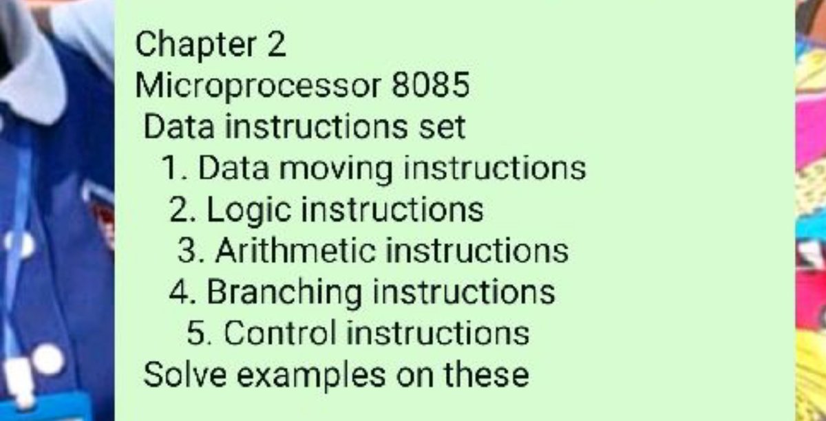 Chapter 2 Microprocessor 8085 Data instructions set Data moving instructi..