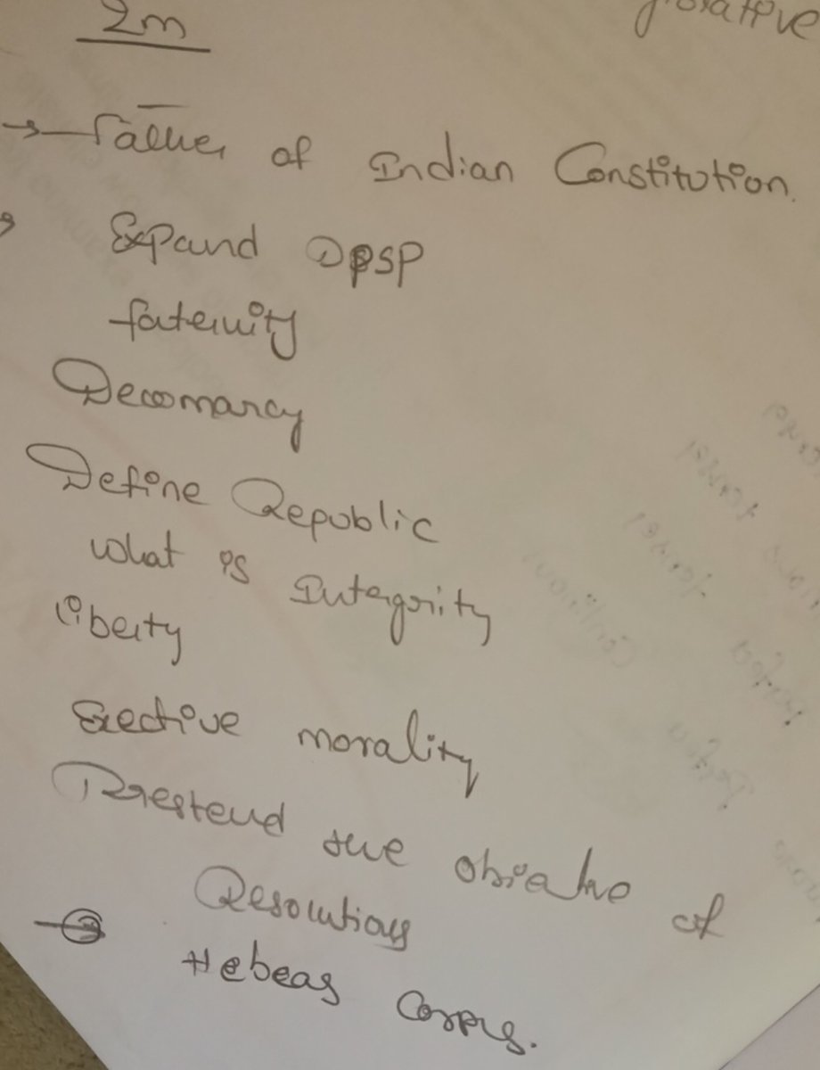 Here are several questions related to the Indian Constitution and politic..