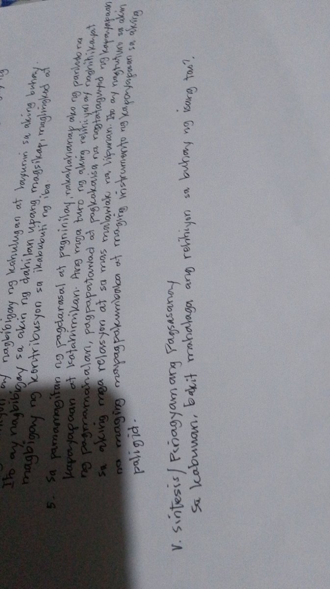 V. Sintesis / Pinagyamang Pagsasanay Sa kabuuan, bakit mahalaga ang relih..