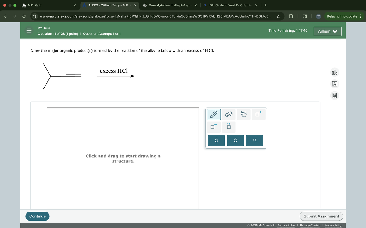 Draw the major organic product(s) formed by the reaction of the alkyne be..
