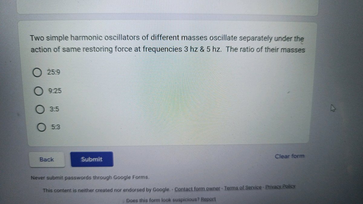 Two simple harmonic oscillators of different masses oscillate separately
