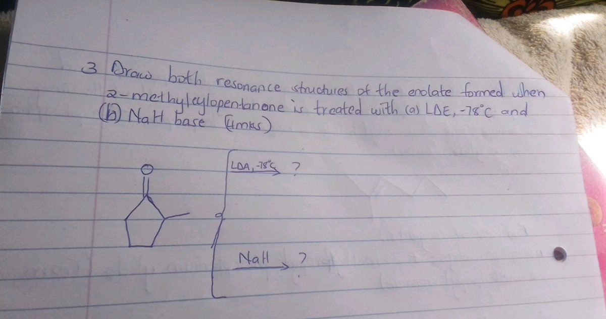 Draw both resonance structures of the enolate formed when 2-methylcyclope..