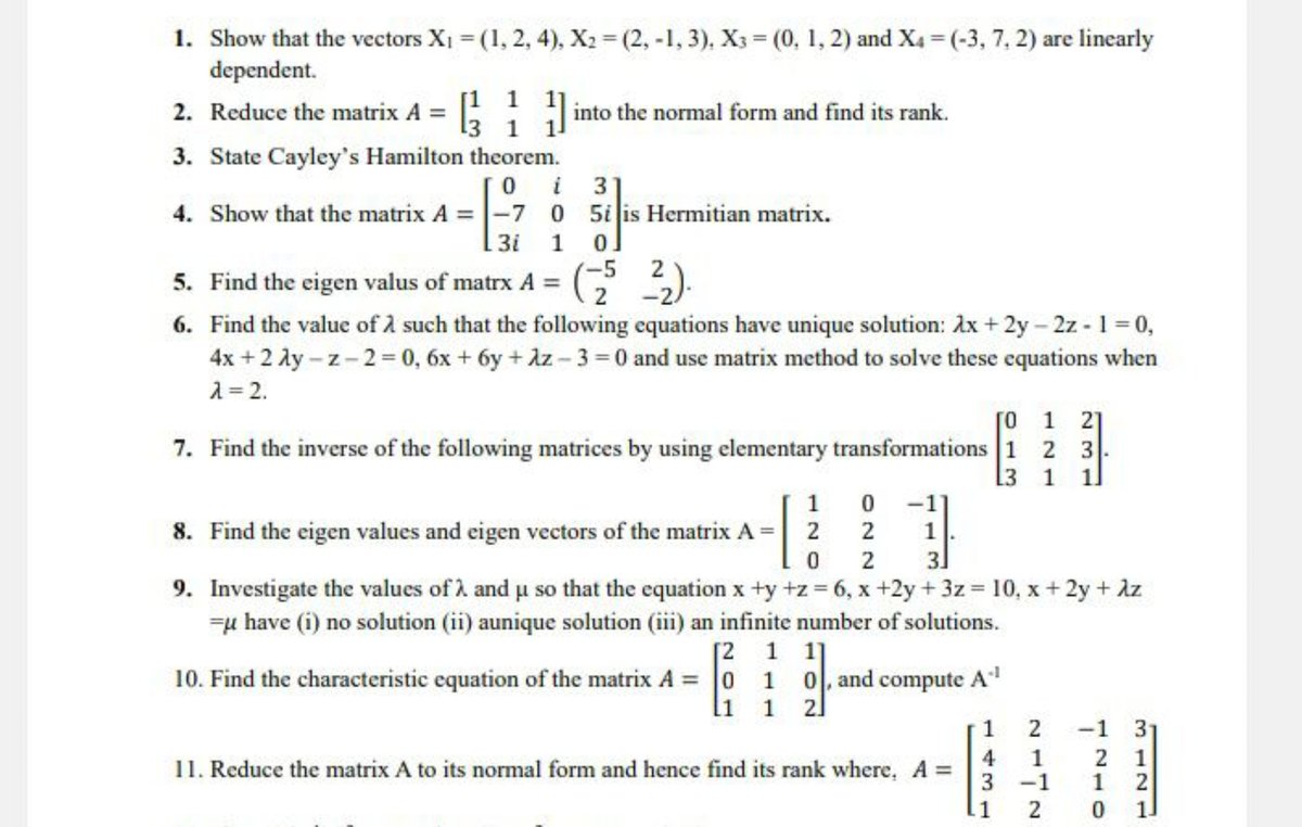 Show that the vectors X_1 = (1, 2, 4), X_2 = (2, -1, 3), X_3 = (0, 1, 2)