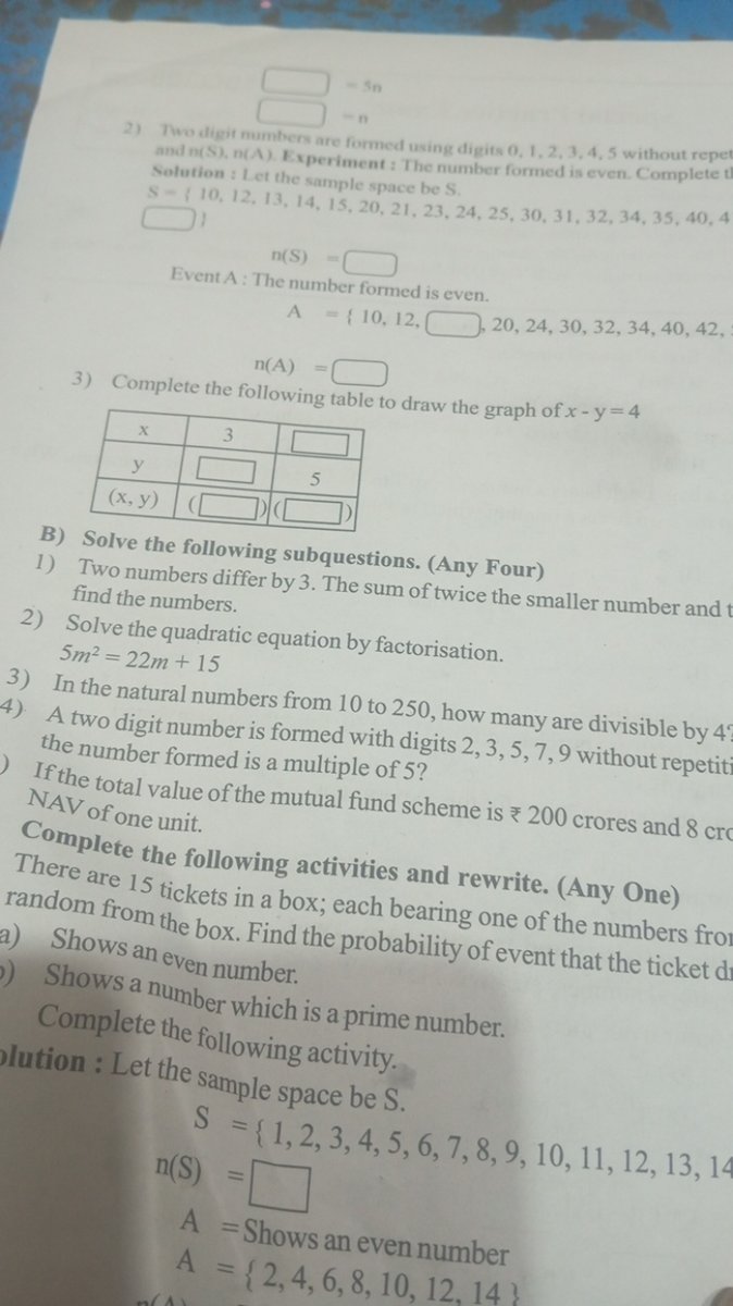 2) Two digit numbers are formed using digits 0, 1, 2, 3, 4, 5 without rep..