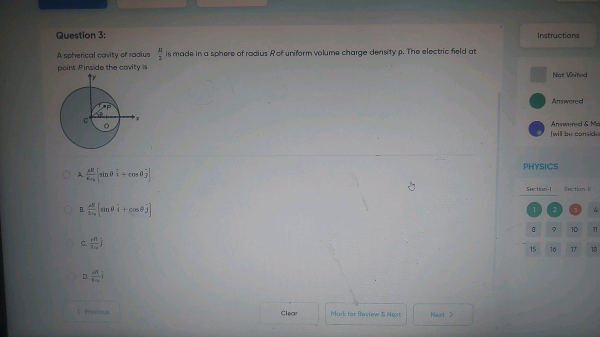 A spherical cavity of radius R/2 is made in a sphere of radius R of unifo..
