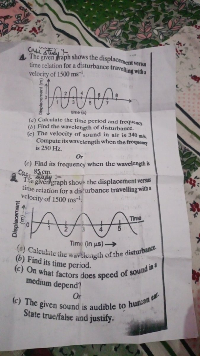 The given graph shows the displacement versus time relation for a disturb..