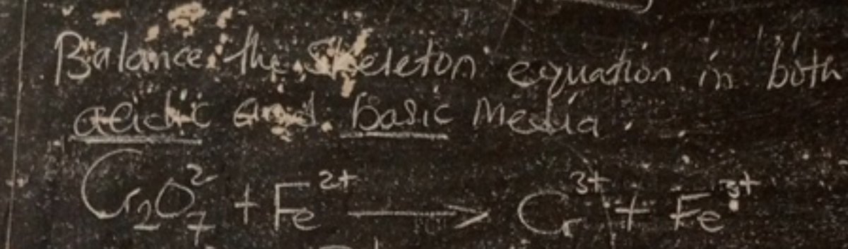 Balance the skeleton equation in both acidic and basic media: \text{Cr}_..