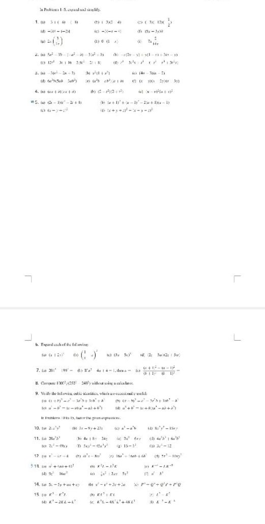 In Problems 1-5, expand and simplify. (a) 3(x+4) (b) x(7x-4) (c) (3x)(12..