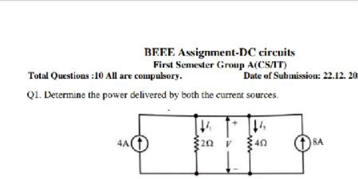 BEEE Assignment-DC circuits First Semester Group A(CS/IT) Total Questions..