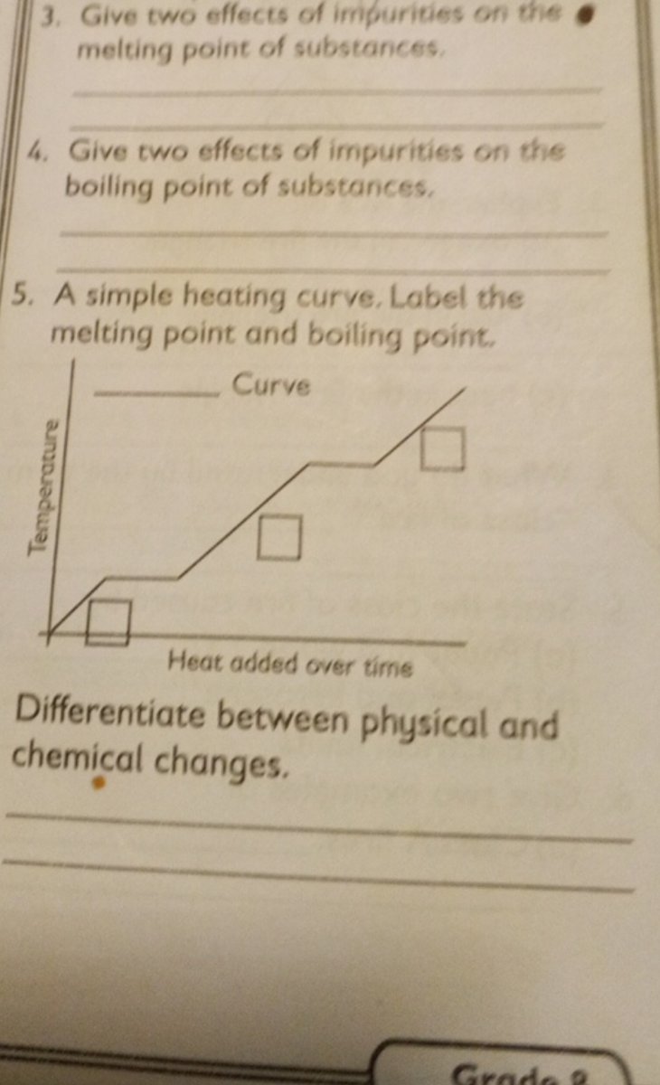 Give two effects of impurities on the melting point of substances. Give t..