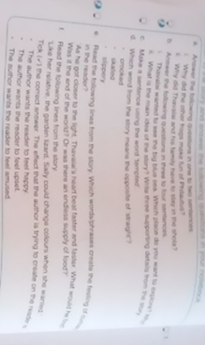Answer the following questions in one to two sentences: a. Why did the o..