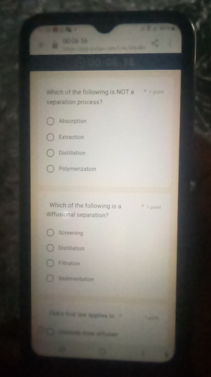 Which of the following is NOT a separation process? Absorption Extractio..
