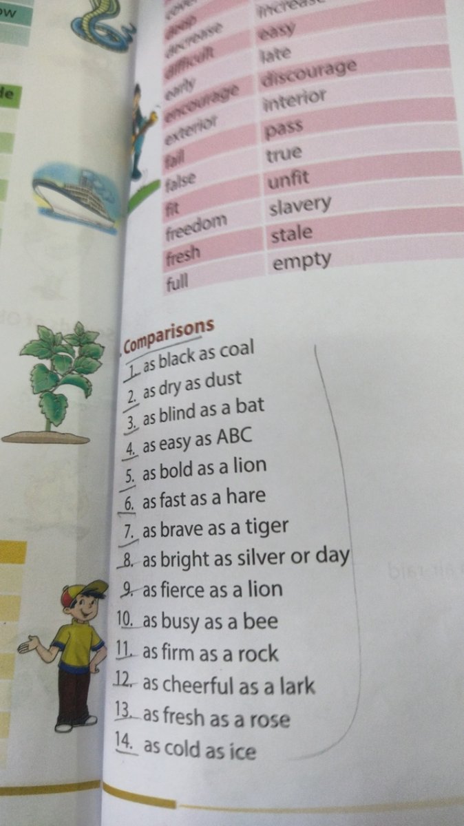 The image shows a list of comparisons (similes). The task is to understan..