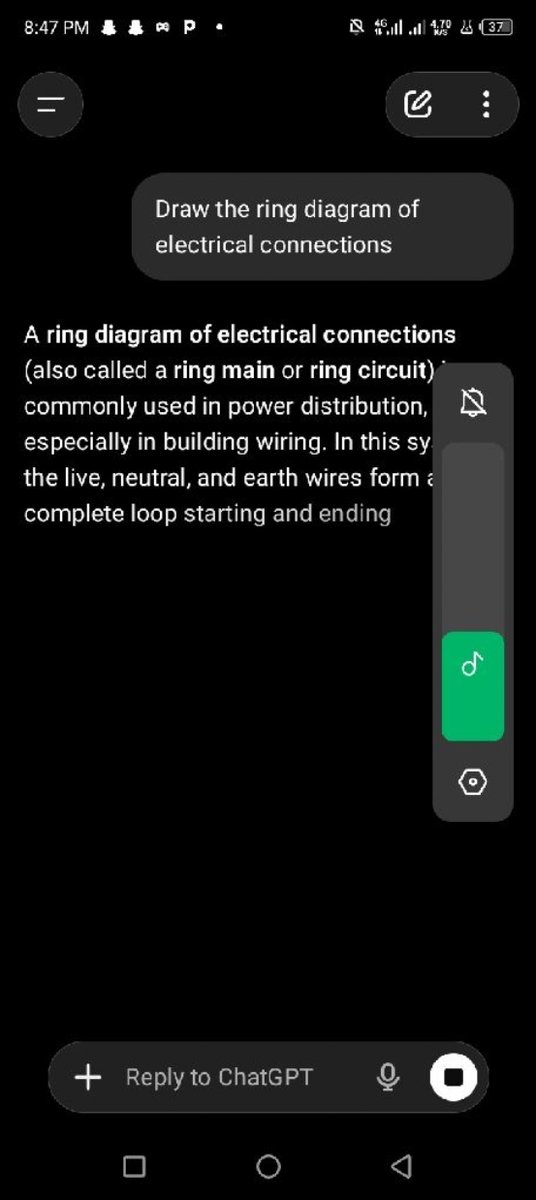 Draw the ring diagram of electrical connections. A ring diagram of elect..