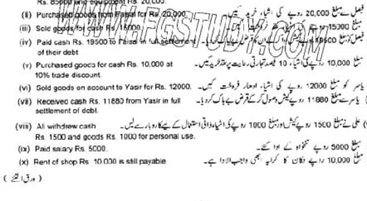 Here are a series of financial transactions: (i) Purchased goods from Fa..