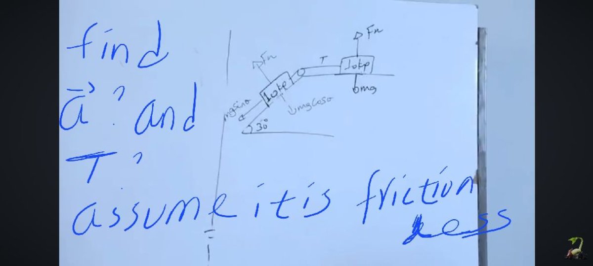 Find \vec{a} and T. Assume it is frictionless. (The diagram shows two b..