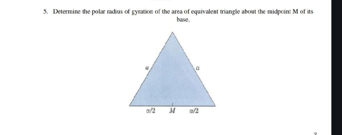 Determine the polar radius of gyration of the area of equivalent triangle..