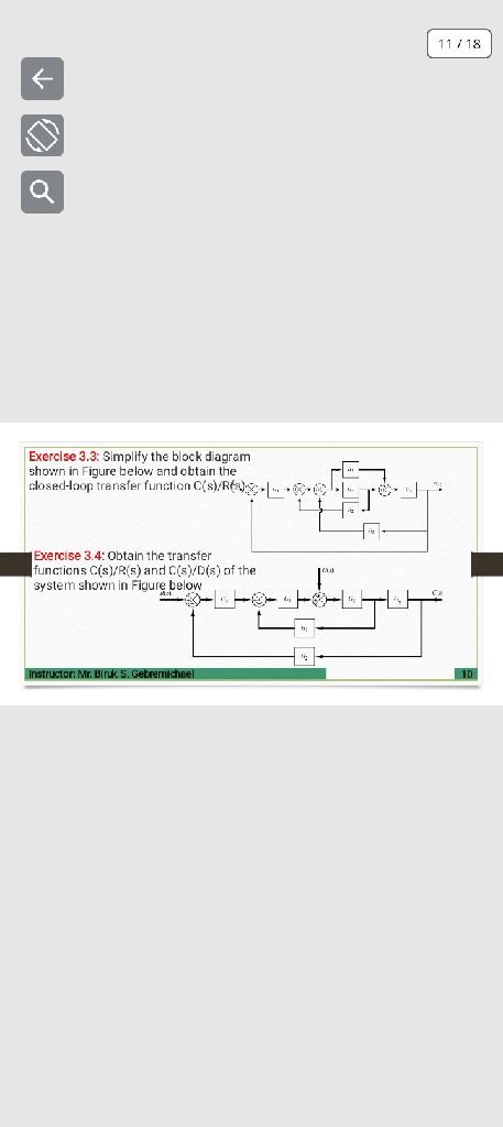 Exercise 3.3: Simplify the block diagram shown in Figure below and obtain..