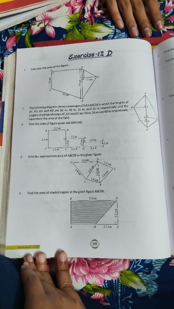 Exercise-12 D Calculate the area of the figure: (Diagram of a polygon..
