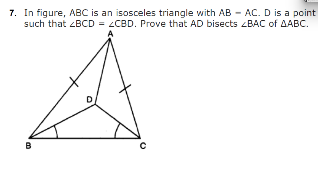 In the figure, ABC is an isosceles triangle with AB = AC. D is a point su..