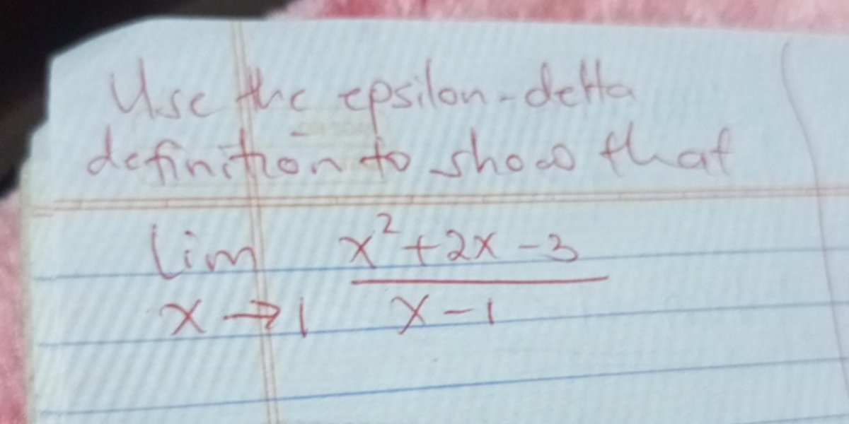 Use the epsilon-delta definition to show that: \lim_{x \to 1} \frac{x^2