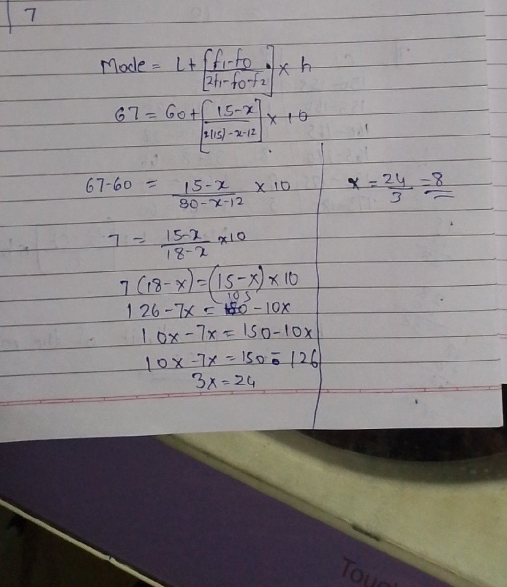 The image shows a handwritten solution to a mathematics problem involving..