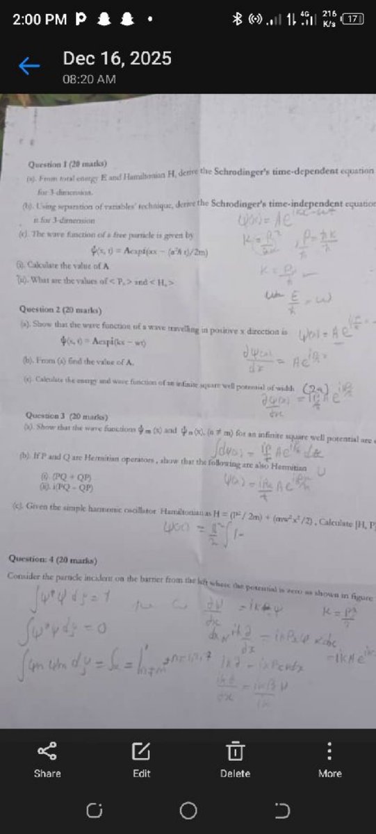 Question 1 (20 marks) (a). From total energy E and Hamiltonian H, derive