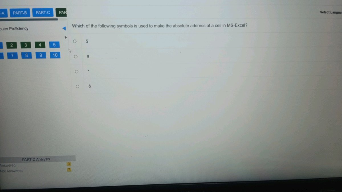 Which of the following symbols is used to make the absolute address of a