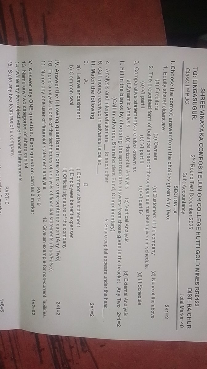 SHREE VINAYAKA COMPOSITE JUNIOR COLLEGE HUTTI GOLD MINES RR0123 TQ: LINGA..
