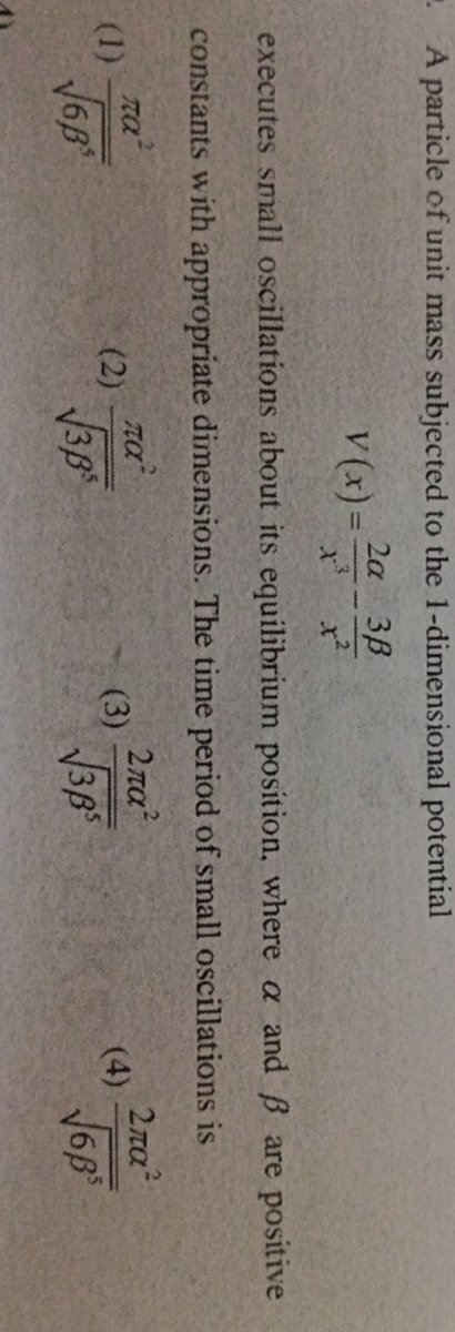 A particle of unit mass subjected to the 1-dimensional potential V(x)