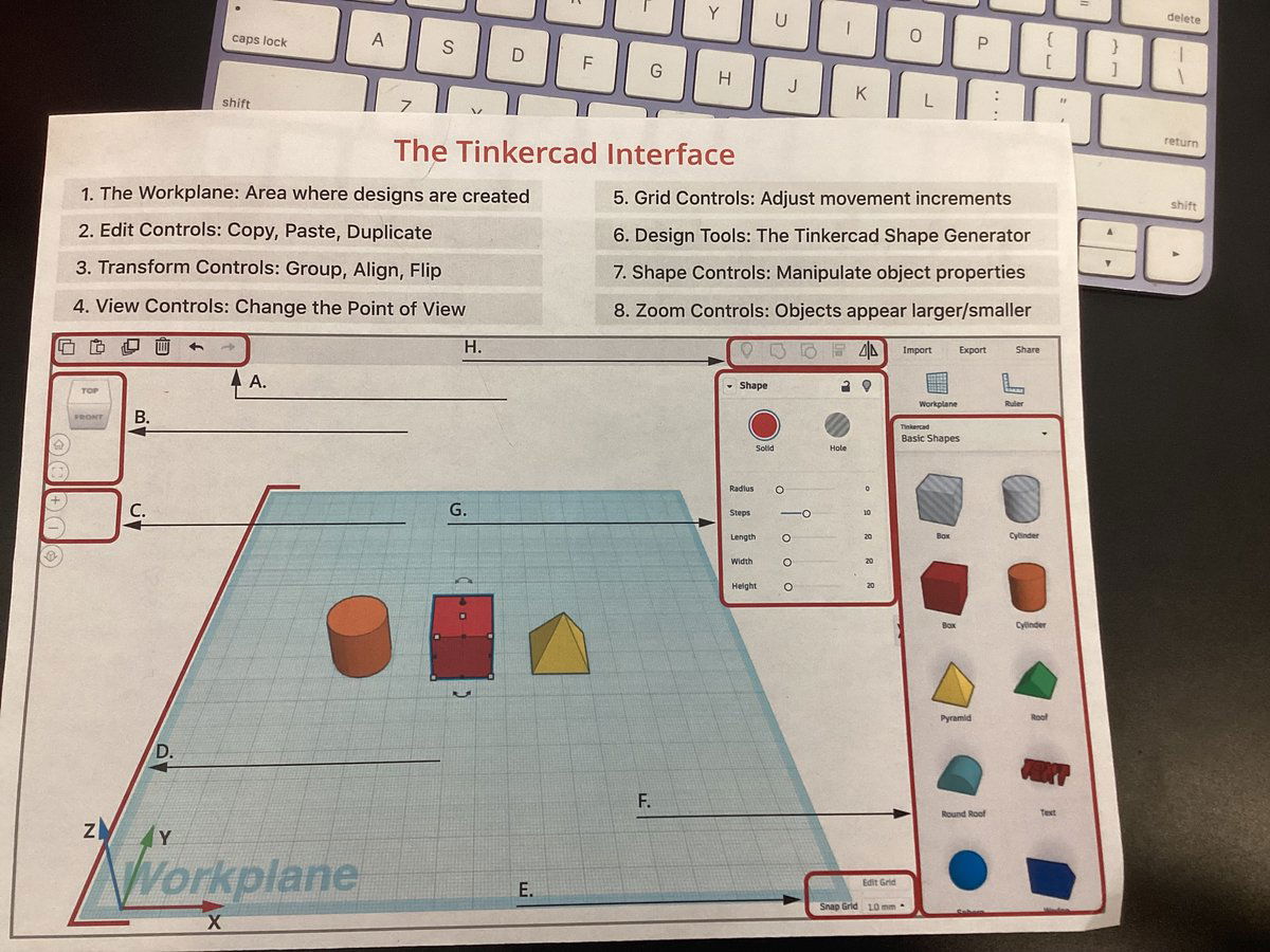 The Tinkercad Interface The Workplane: Area where designs are created Ed..