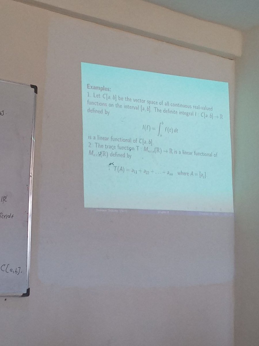 Examples: Let C[a, b] be the vector space of all continuous real-valued f..