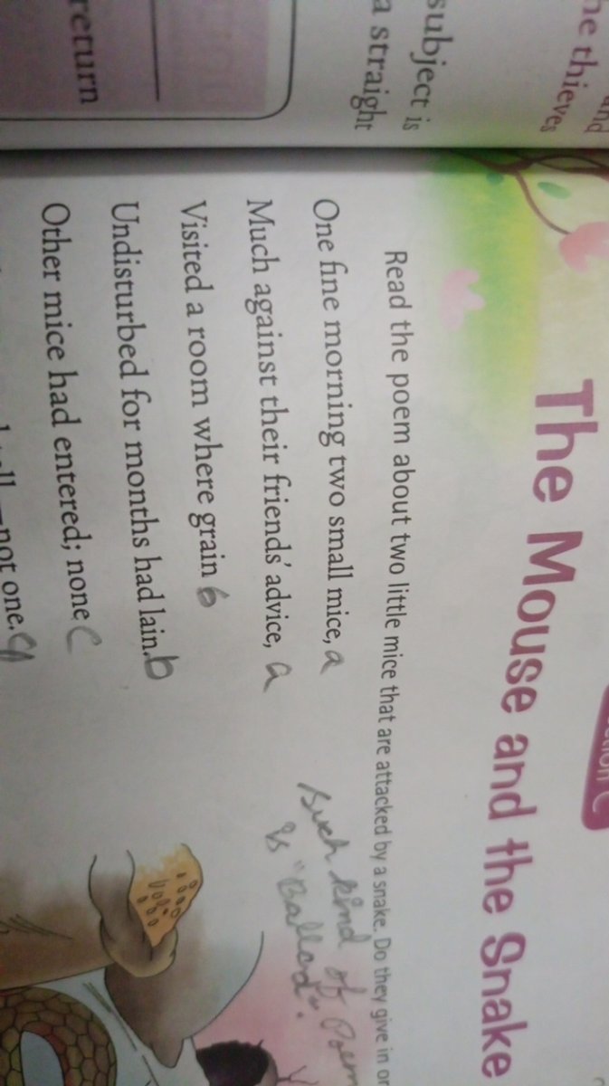 Read the poem about two little mice that are attacked by a snake. Do they..