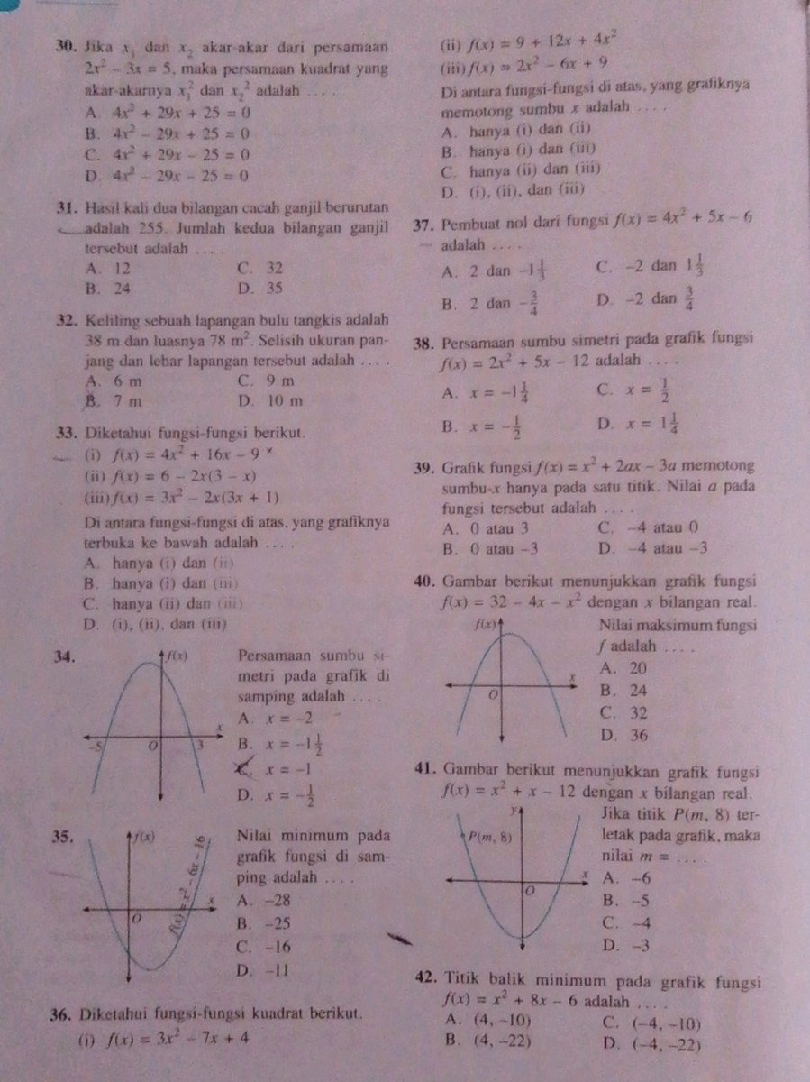 Here are some quadratic functions: If x_1 and x_2 are the roots of the e..