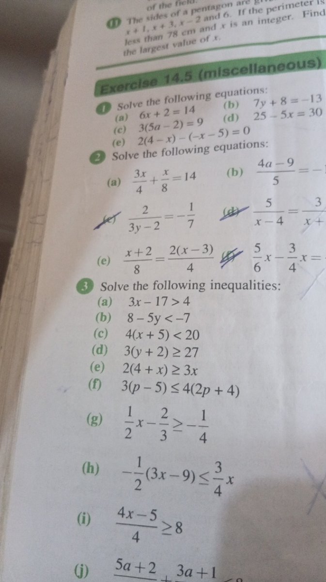 Exercise 14.5 (miscellaneous) Solve the following equations: (a) 6x