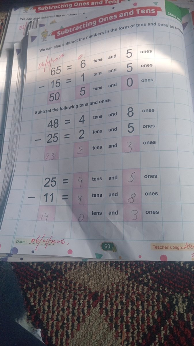 Subtract the following tens and ones. 48 = 4 tens and 8 ones 25 = 2 t..