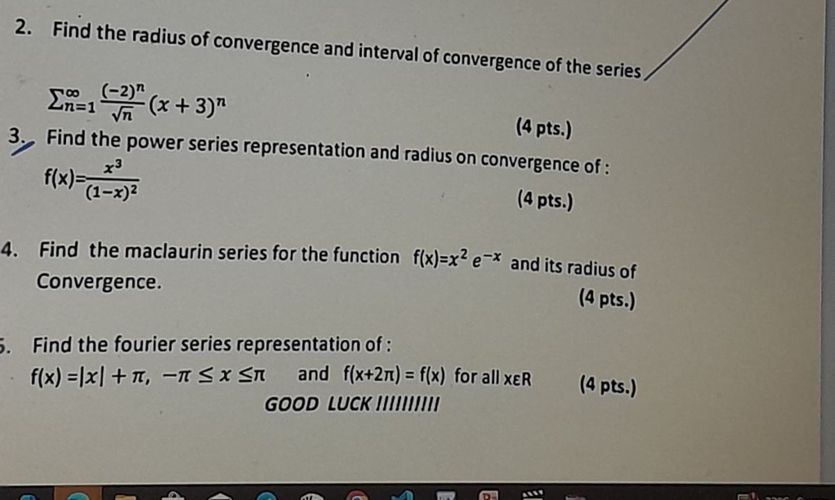 Find the radius of convergence and interval of convergence of the series