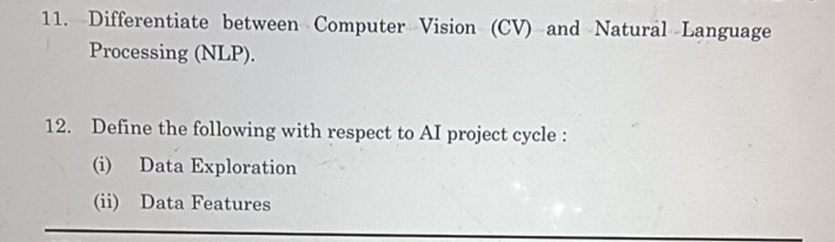 Differentiate between Computer Vision (CV) and Natural Language Processin..