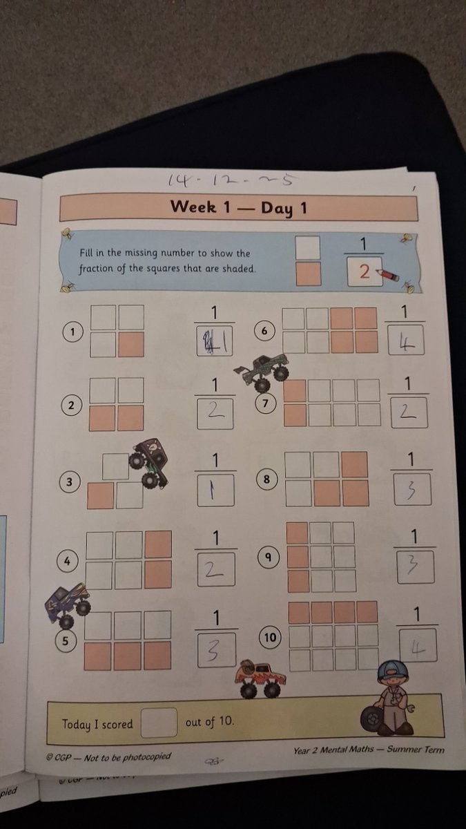 Fill in the missing number to show the fraction of the squares that are s..
