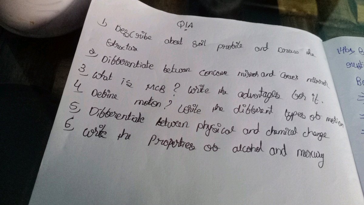 Here are the questions: Describe the soil profile and draw its structure..