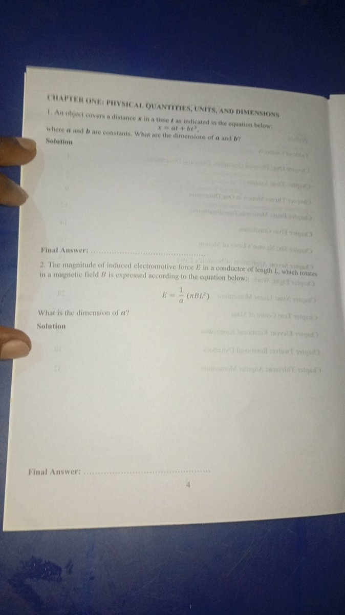CHAPTER ONE: PHYSICAL QUANTITIES, UNITS, AND DIMENSIONS An object covers
