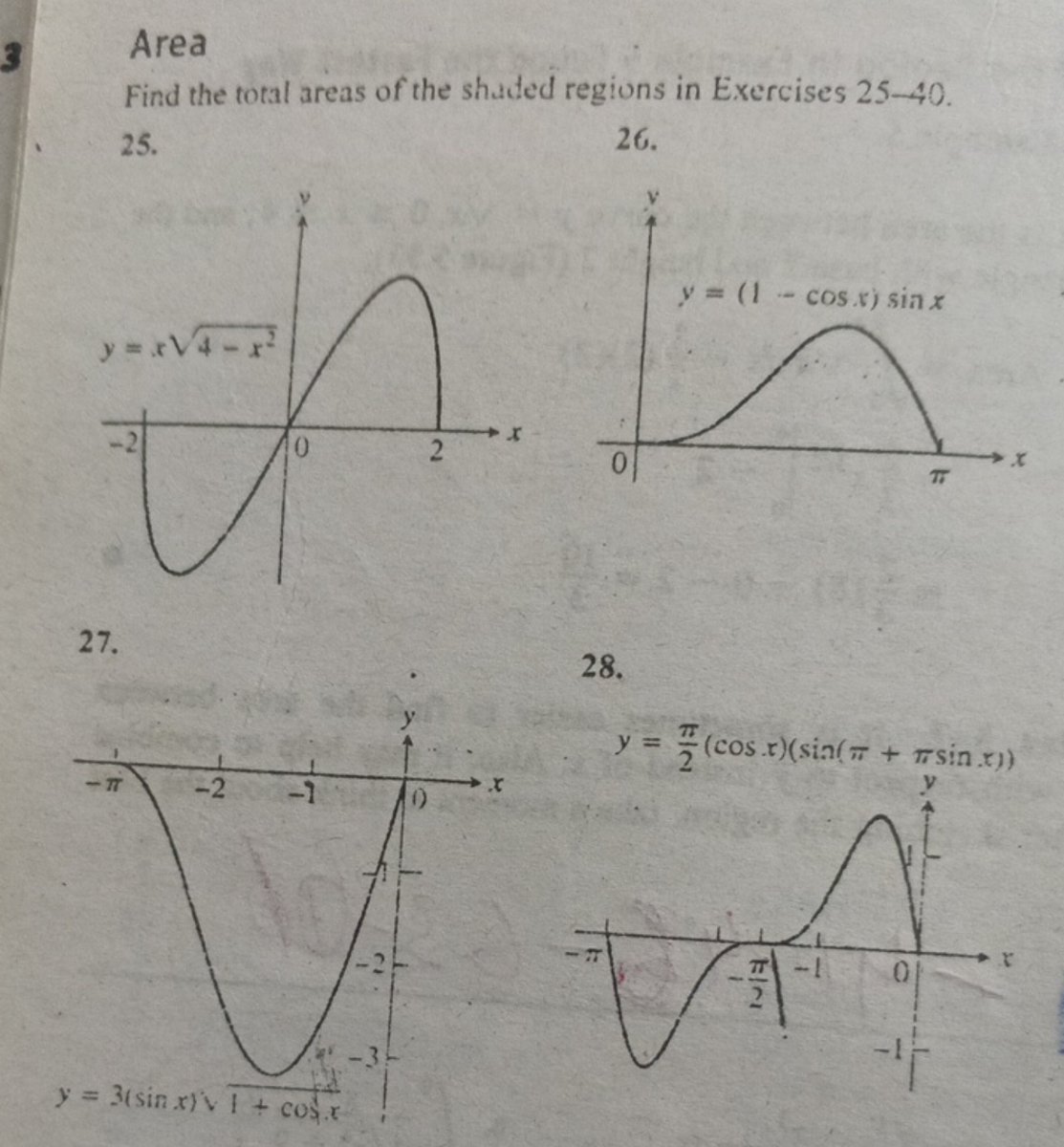 Area Find the total areas of the shaded regions in Exercises 25-40. y